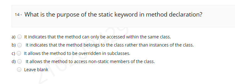 Solved 4- What is the purpose of the static keyword in | Chegg.com