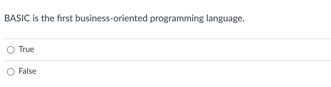 Solved BASIC is the first business-oriented programming | Chegg.com