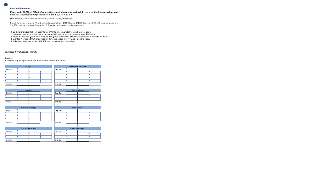 Solved Required information Exercise 4-16A (Algo) Effect of | Chegg.com