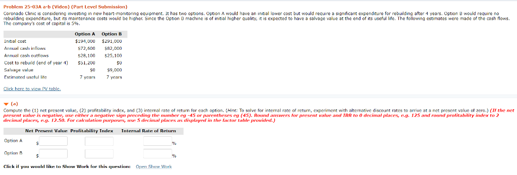 Solved Problem 25-03A a-b (Video) (Part Level | Chegg.com