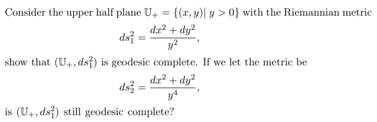 Solved Consider the upper half plane U+ = {(x, y)| y >0} | Chegg.com