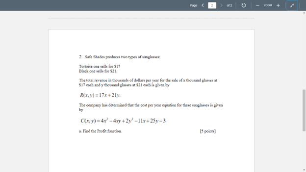 Solved 2. Safe Shades produces two types of sunglasses; | Chegg.com