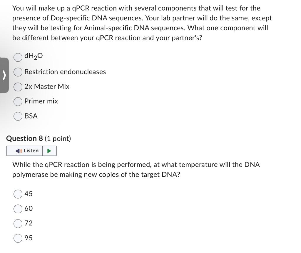 Solved You will make up a qPCR reaction with several | Chegg.com
