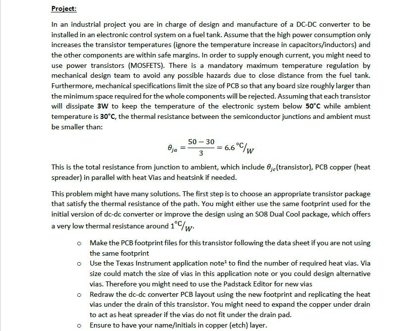 Part 2: Thermal Design of PCB for DC-DC Converter | Chegg.com