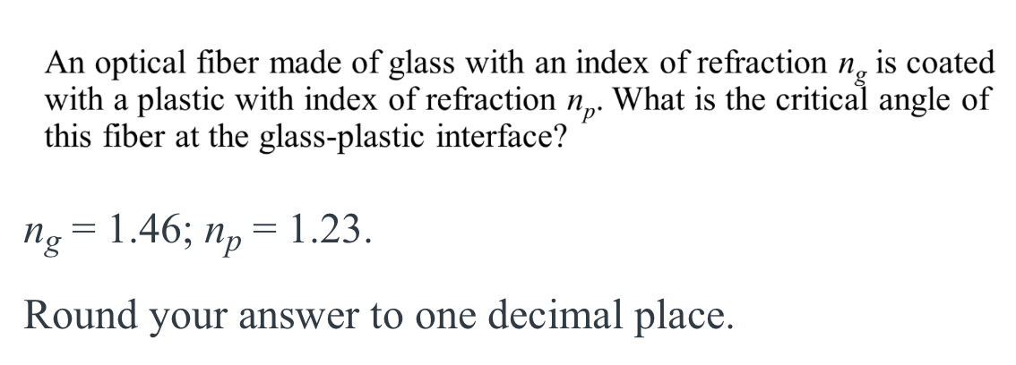 Solved An optical fiber made of glass with an index of | Chegg.com