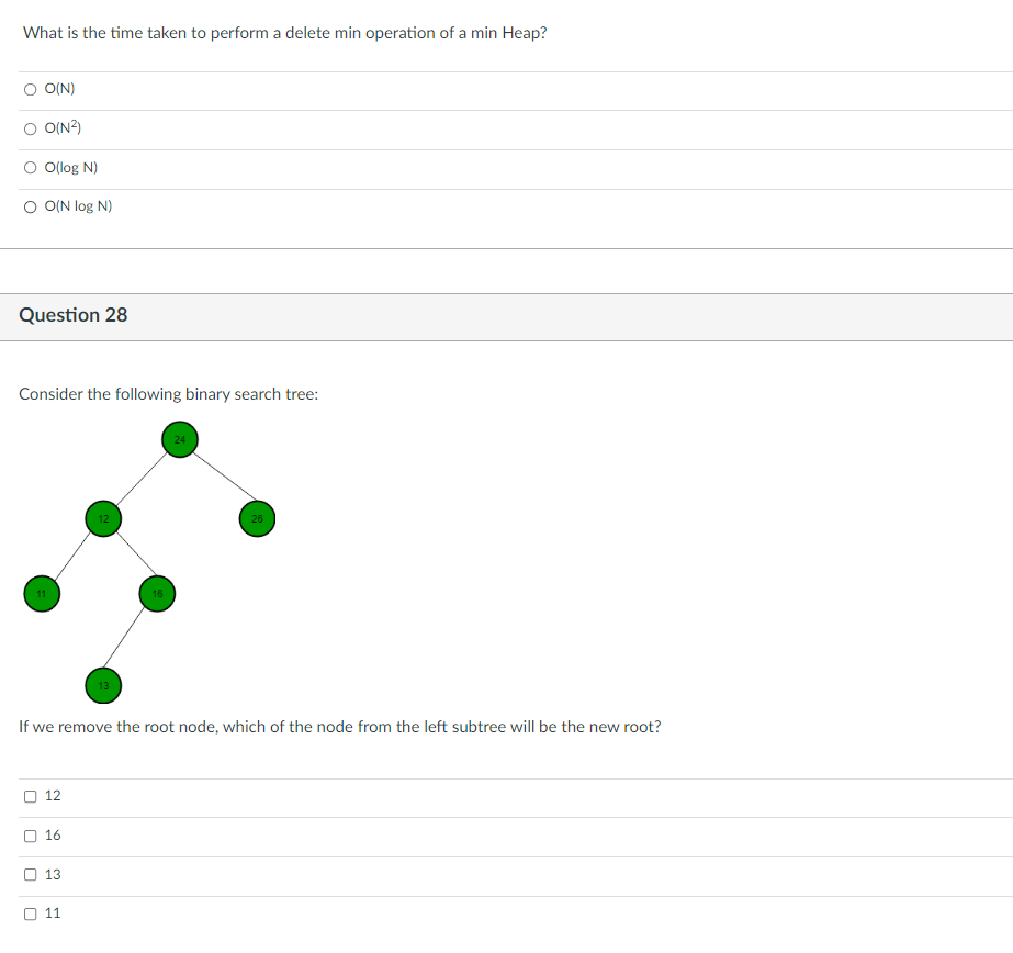 Solved What is the time taken to perform a delete min | Chegg.com