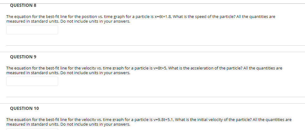 Solved QUESTION 8 The equation for the best-fit line for the | Chegg.com