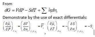Solved From dG = VdP - SdT+oqdn, Demonstrate by the use of | Chegg.com