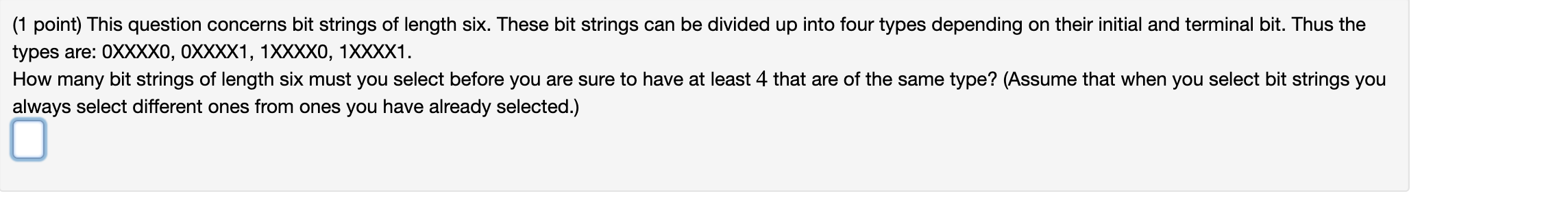 Solved (1 point) This question concerns bit strings of | Chegg.com