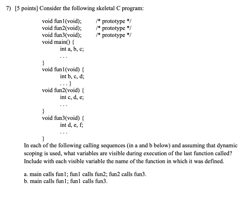 Solved 7 5 Points Consider The Following Skeletal C 