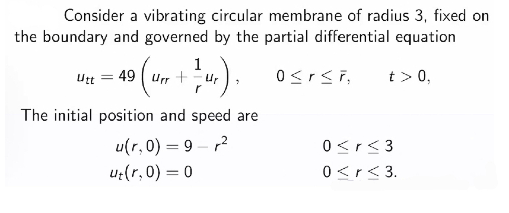 Solved Consider a vibrating circular membrane of radius 3 , | Chegg.com