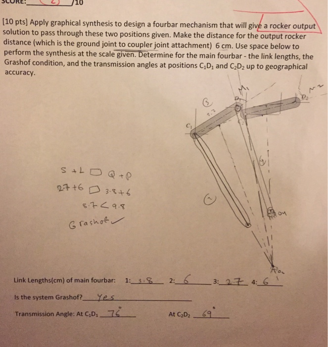 Solved Apply graphical synthesis to design a fourbar | Chegg.com