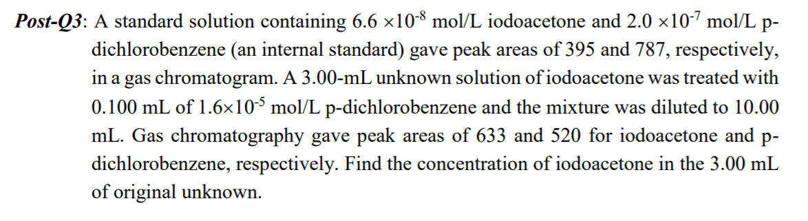 Solved Post-03: A standard solution containing 6.6 x108 | Chegg.com