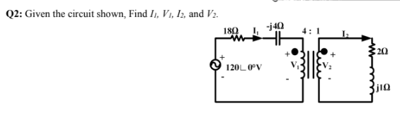 Solved Q2: Given the circuit shown, Find Il,V1,I2, ﻿and V2. | Chegg.com