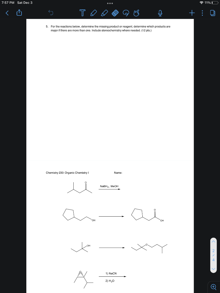 Solved 5. For the reactions below, determine the missing | Chegg.com