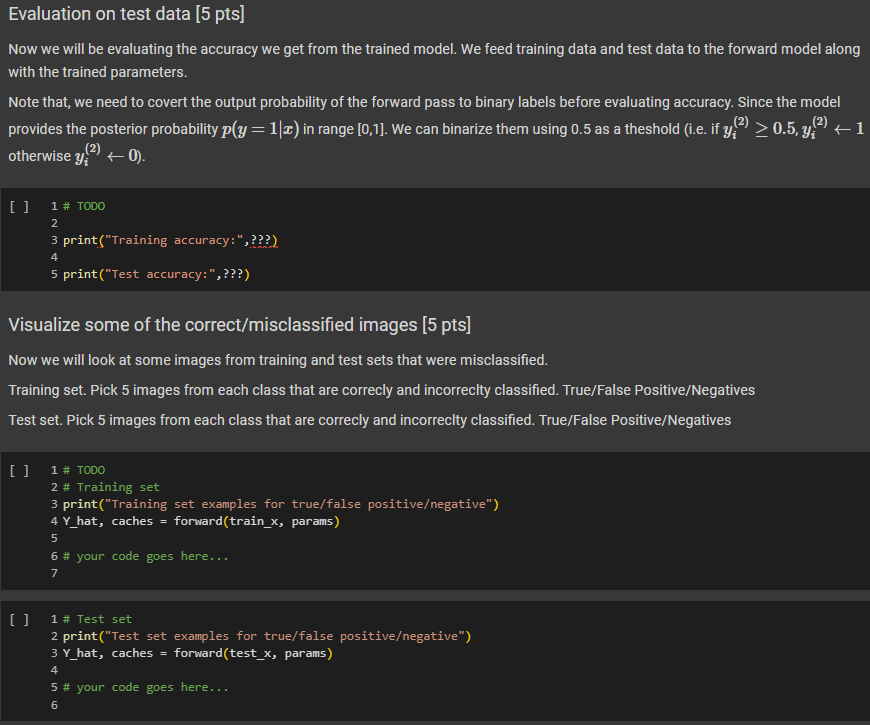 Solved Evaluation on test data [5 pts] Now we will be | Chegg.com