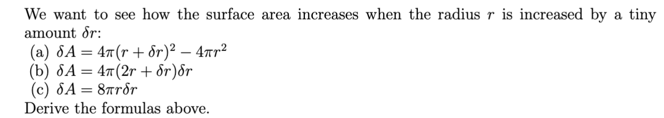 Solved We want to see how the surface area increases when | Chegg.com