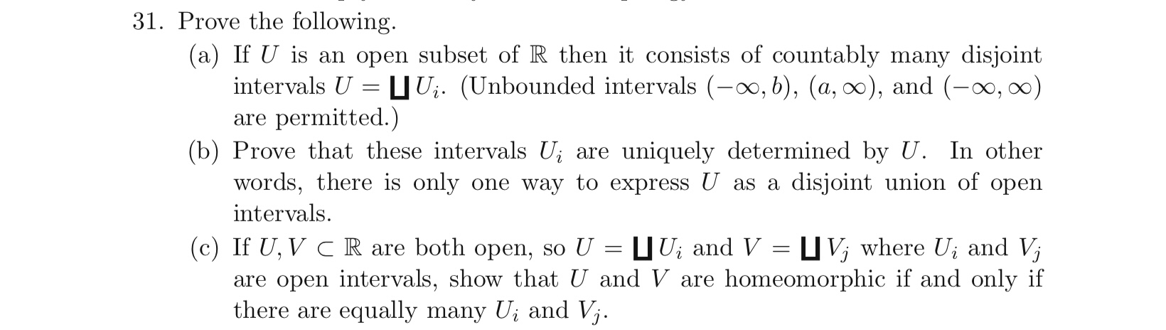 Solved 31. Prove the following. (a) If \\( U \\) is an open | Chegg.com
