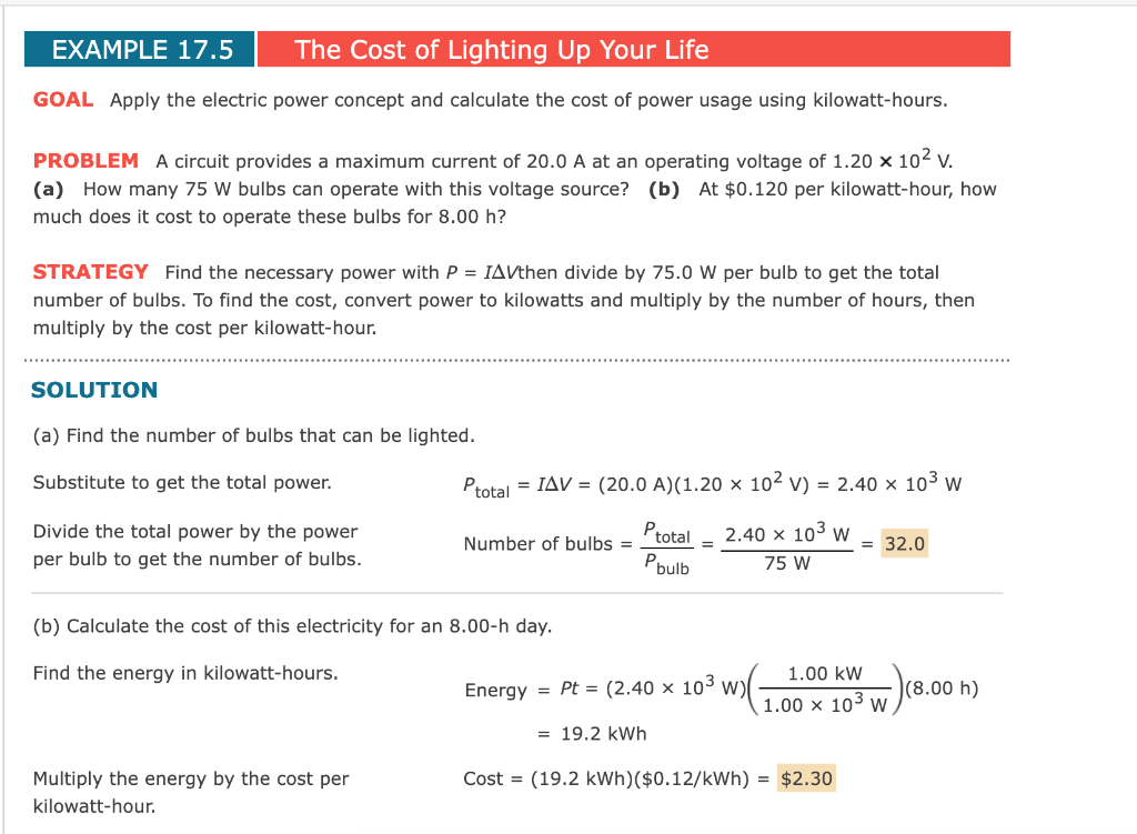 Solved GOAL Apply the electric power concept and calculate | Chegg.com