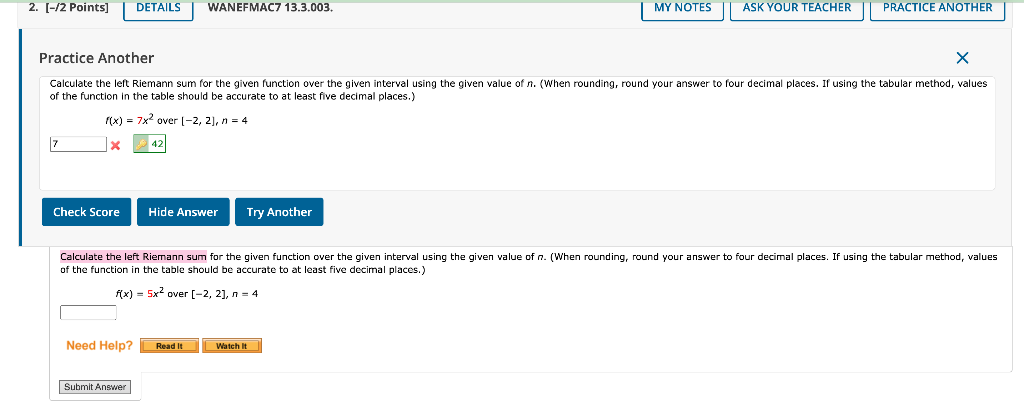 Solved Calculate the left Riemann sum for the given function | Chegg.com