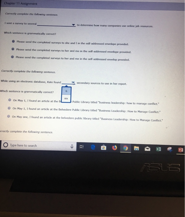 Solved Correctly complete the following sentence. I sent a | Chegg.com