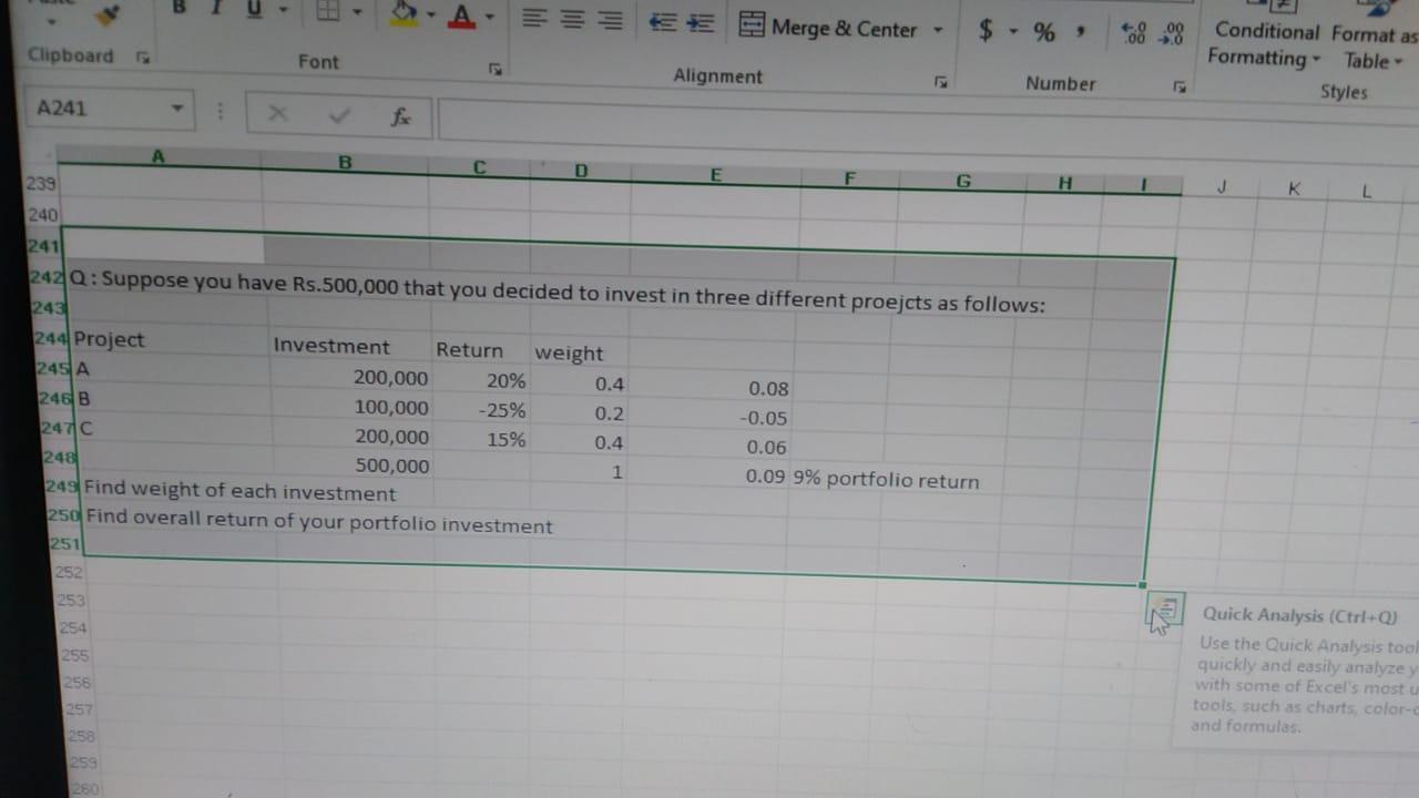 Solved 1-FIND THE WEIGHT OF EACH INVESTMENT. 2-FIND THE | Chegg.com