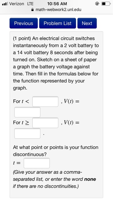 Solved Verizon LTE 10:56 AM math-webwork2.unl.edu Previous | Chegg.com