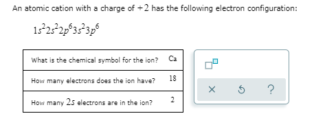 Solved An atomic cation with a charge of +2 has the | Chegg.com