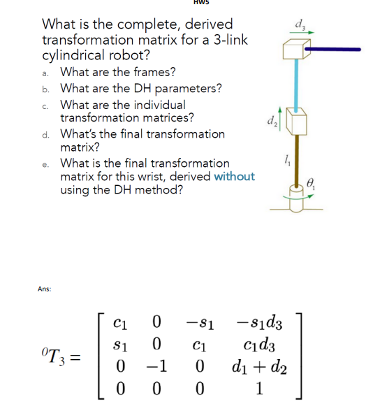 Solved d What is the complete, derived transformation matrix | Chegg.com