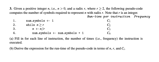 Solved 3. Given a positive integer n, i.e., n> 0, and a | Chegg.com