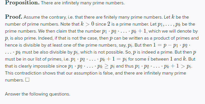 Solved Proposition. There are infinitely many prime numbers. | Chegg.com