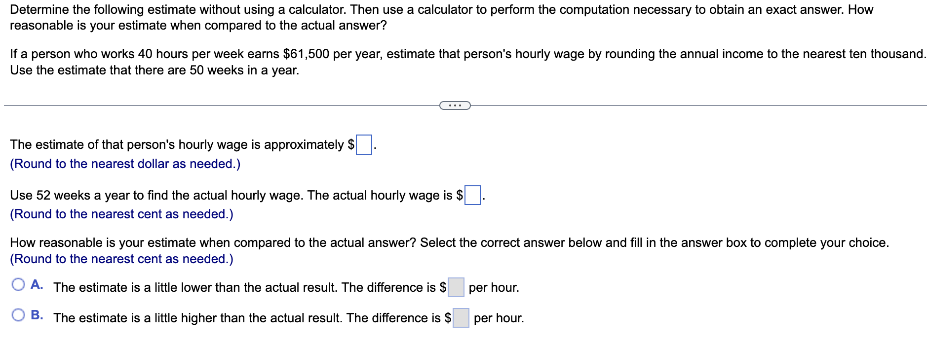 Solved Determine the following estimate without using a | Chegg.com