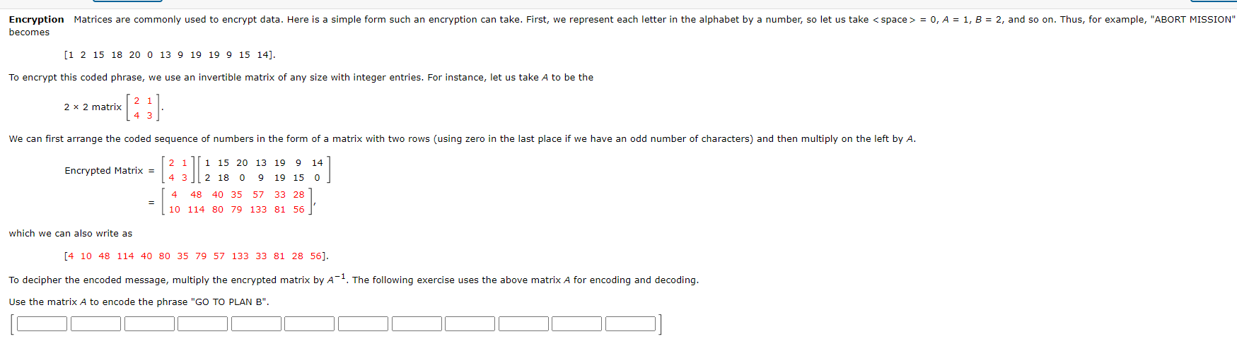 Solved Encryption Matrices are commonly used to encrypt | Chegg.com