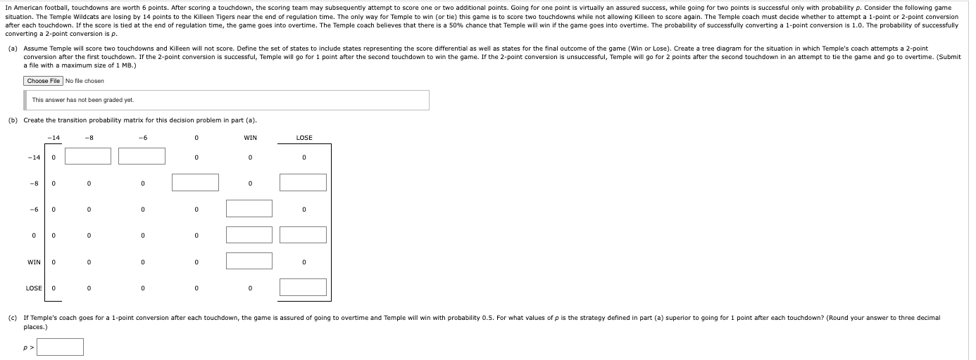 Solved In American football, touchdowns are worth 6 points. | Chegg.com