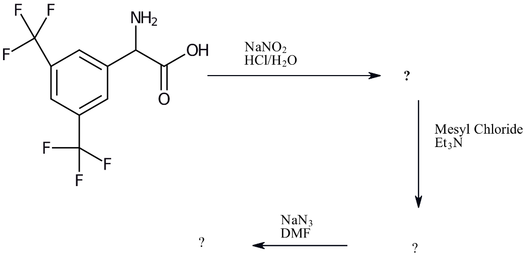 Solved NH2 OH NaNO2 HCVH20 Mesyl Chloride Et3N NaN3 DMF | Chegg.com