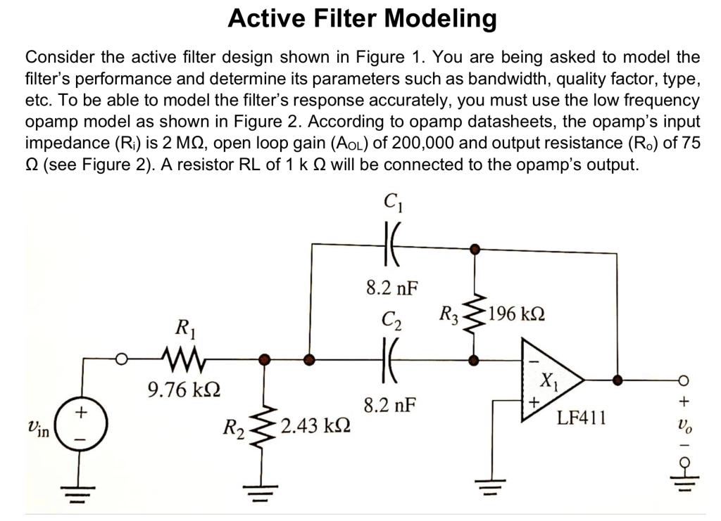 Solved Active Filter Modeling Consider the active filter | Chegg.com