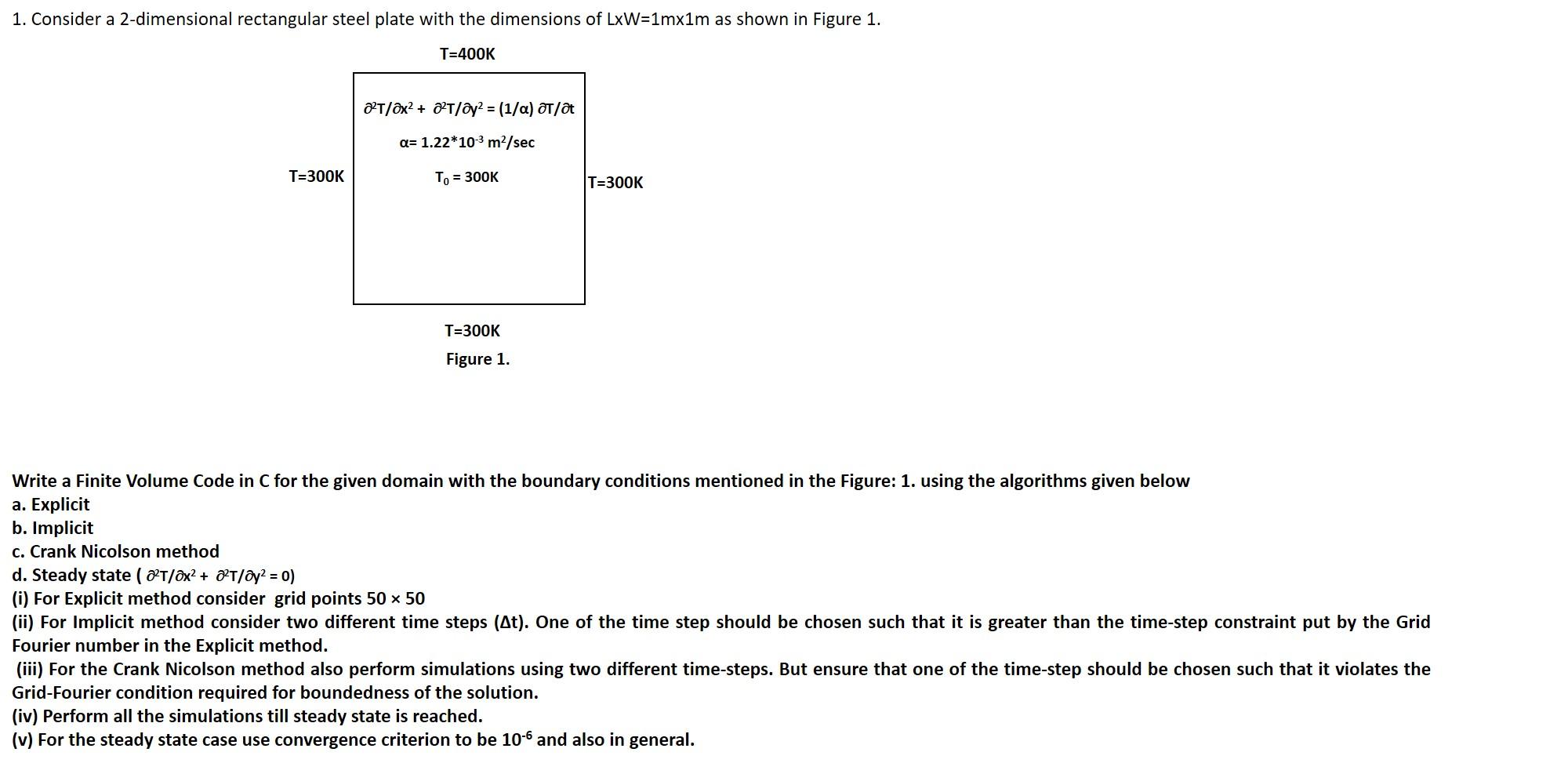 Solved Write a Finite Volume Code in C for the given domain | Chegg.com