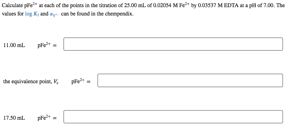 Solved Calculate pFe2+ at each of the points in the | Chegg.com