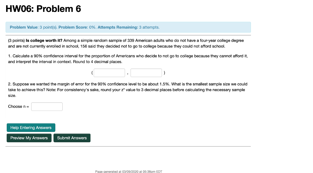 Solved HW06: Problem 6 Problem Value: 3 point(s). Problem | Chegg.com