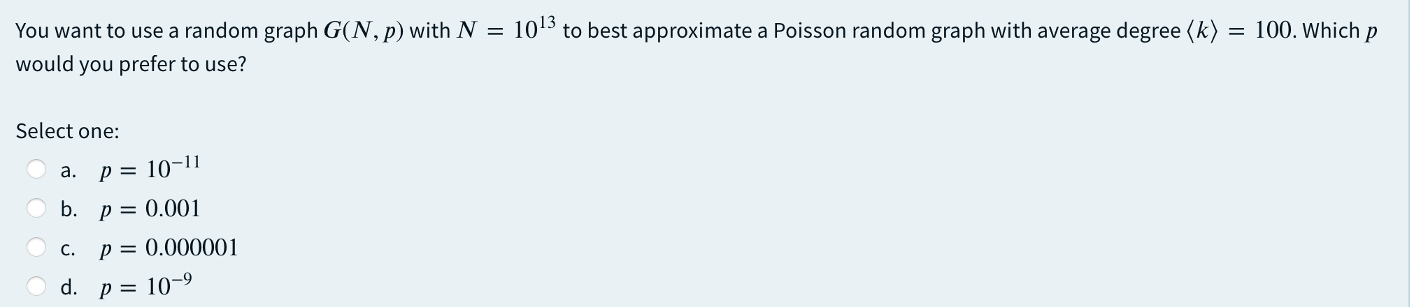 Solved = You want to use a random graph G(N, p) with N = | Chegg.com