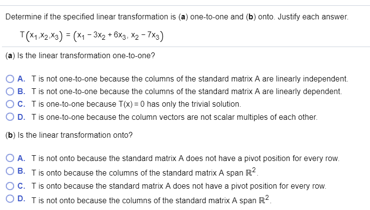 Solved Determine if the specified linear transformation is | Chegg.com
