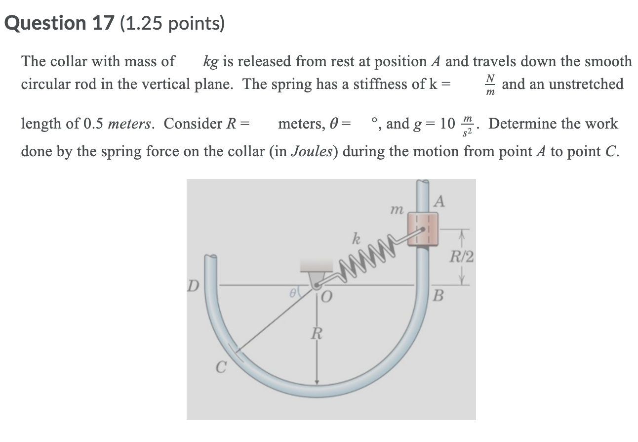 Solved Determine the work done by the spring force on the | Chegg.com