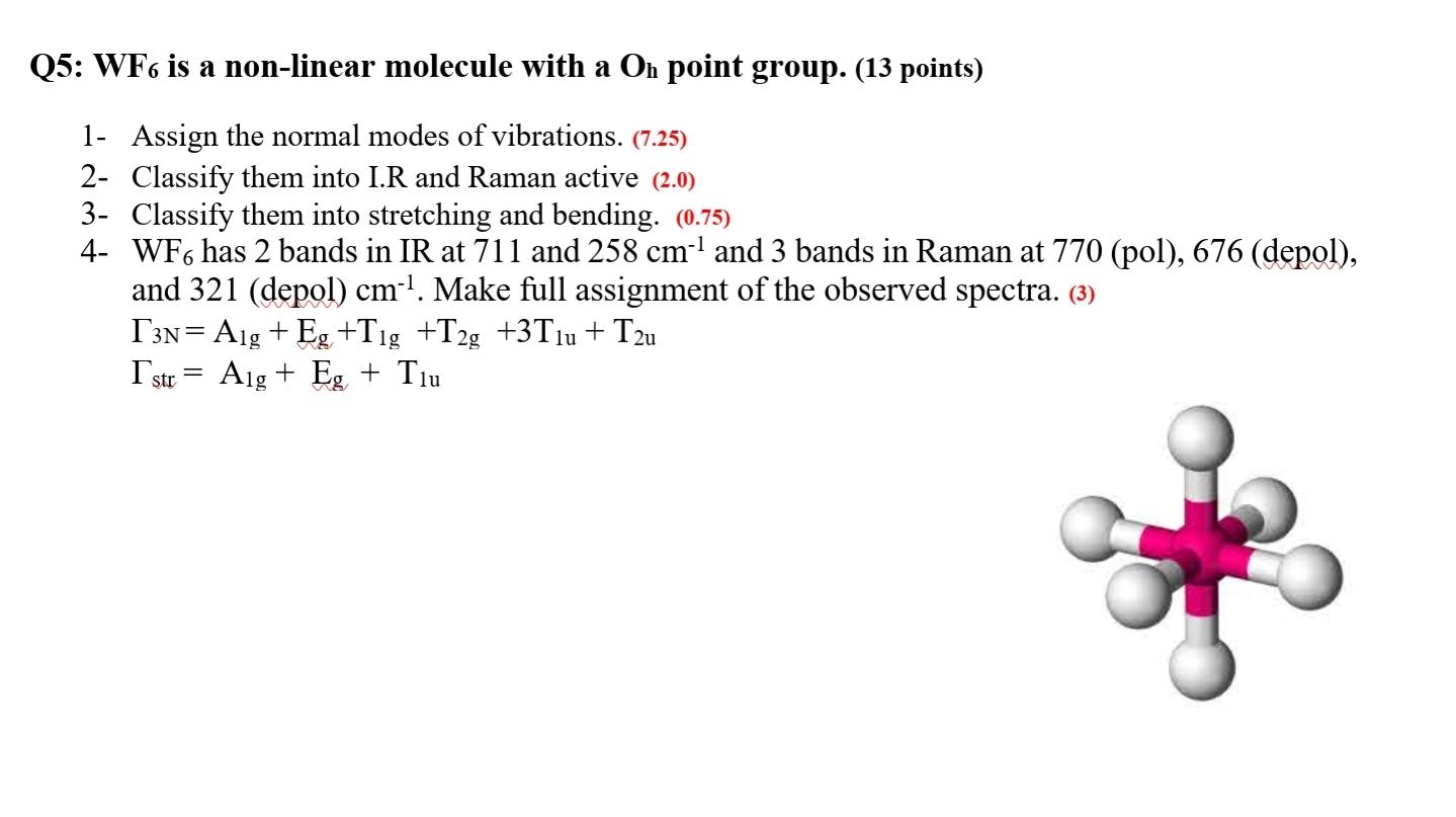 Solved Q5: WF6 is a non-linear molecule with a On point | Chegg.com