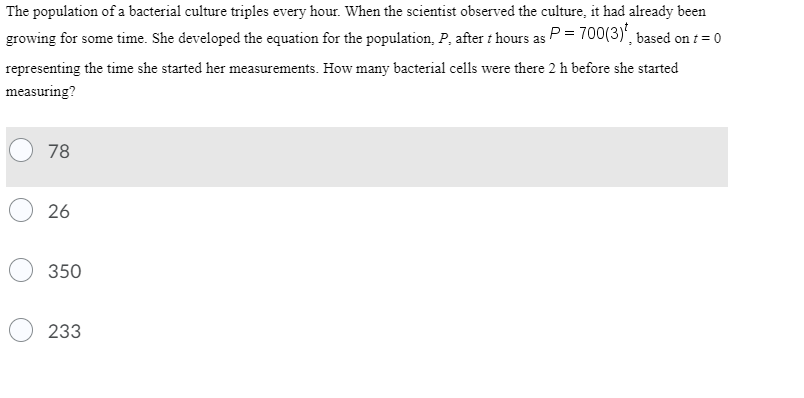 Solved The population of a bacterial culture triples every | Chegg.com