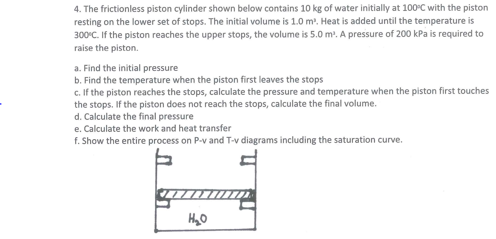 Solved 4. The frictionless piston cylinder shown below | Chegg.com