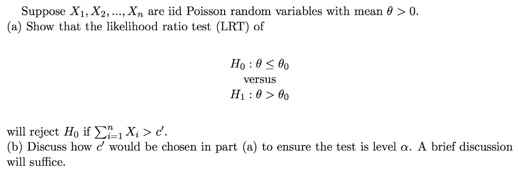 Suppose , X2, ,Xn are iid Poisson random variables | Chegg.com