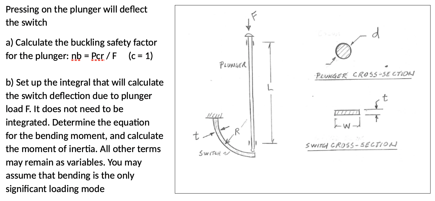 Pressing on the plunger will deflect the switch a) | Chegg.com