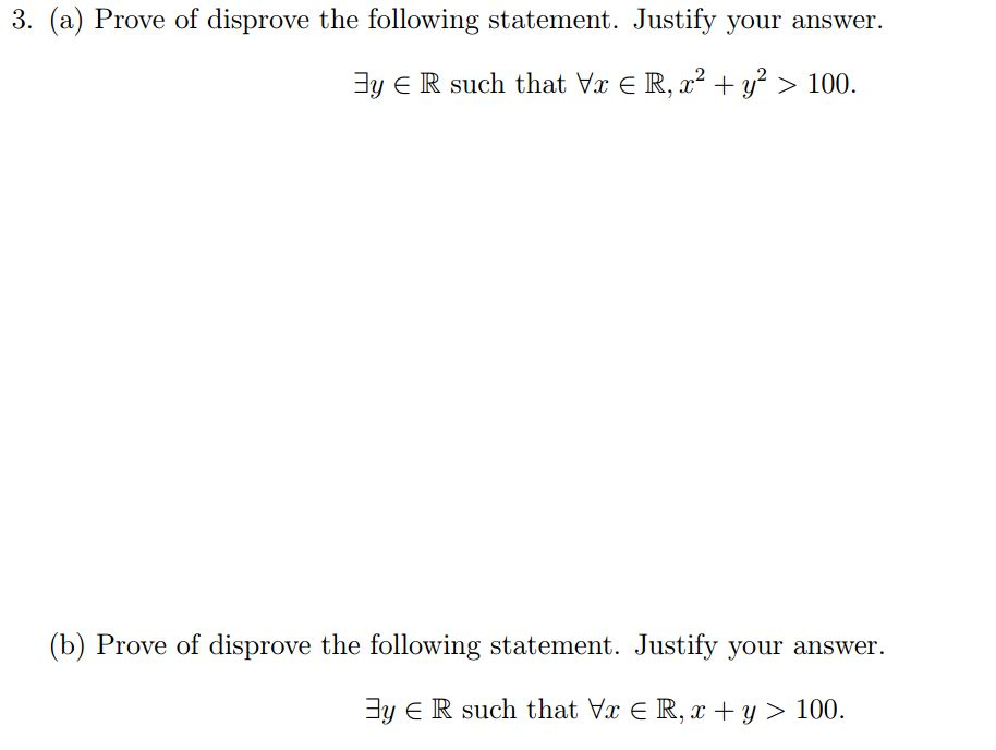 Solved 3. (a) Prove of disprove the following statement. | Chegg.com