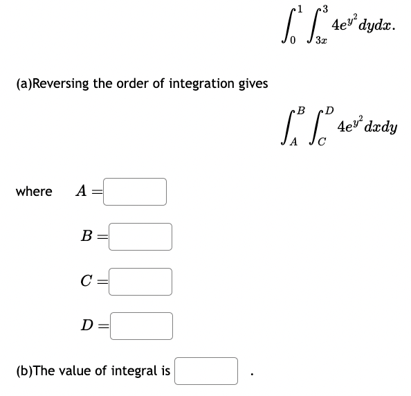 Solved reverse the order of the integration for the | Chegg.com