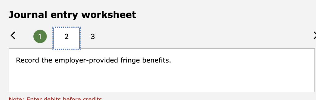 Solved Journal entry worksheet 1 3 Record the employee | Chegg.com